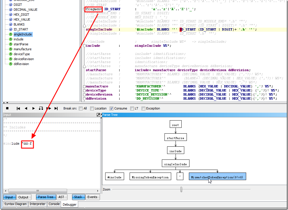 【未完全解决】antlr调试出错：The following token definitions can never be matched because prior tokens match ...