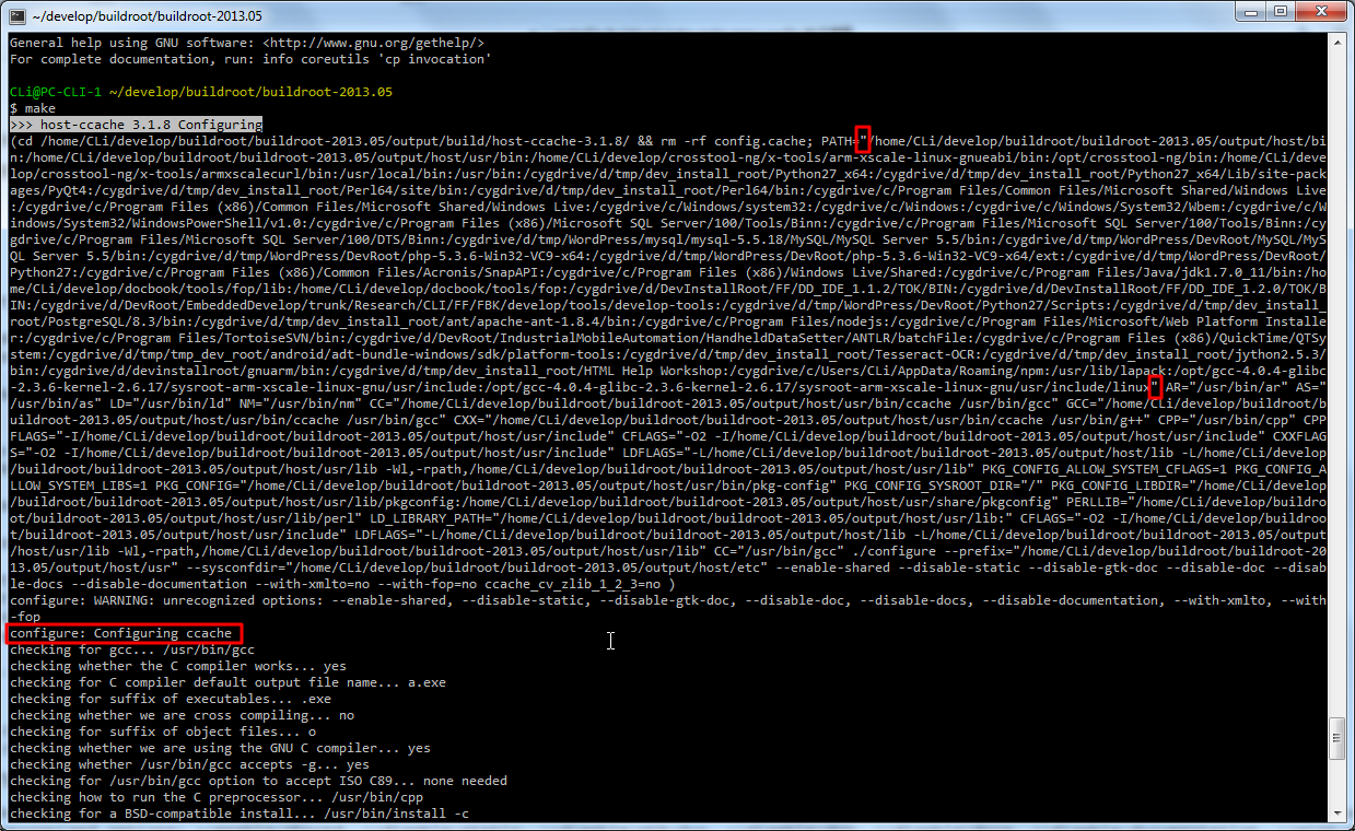【已解决】Cygwin下为xscale编译Buildroot时make出错：/bin/sh: -c: line 0: syntax error near unexpected token ...