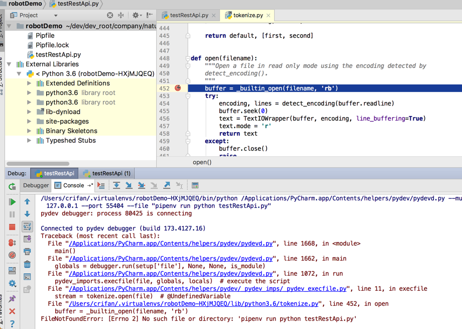 【已解决】PyCharm中调试pipenv虚拟环境中文件出错：FileNotFoundError Errno 2 No such file or directory pipenv run ...